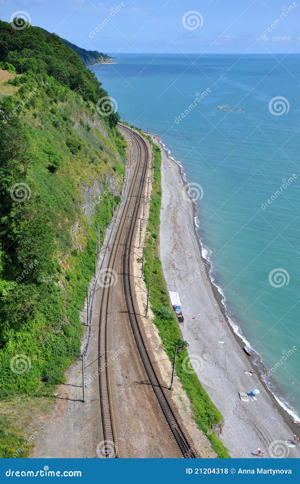 The rails along the sea stock photo. Image of caucasian - 21204318