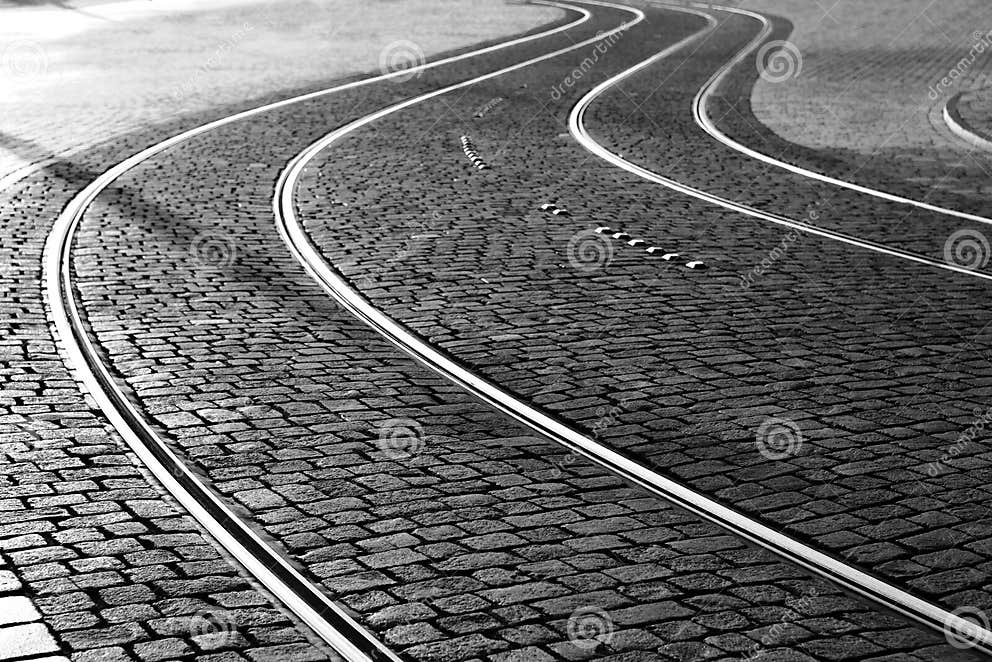 Rails stock image. Image of lines, curves, sunlight, tram - 33030233