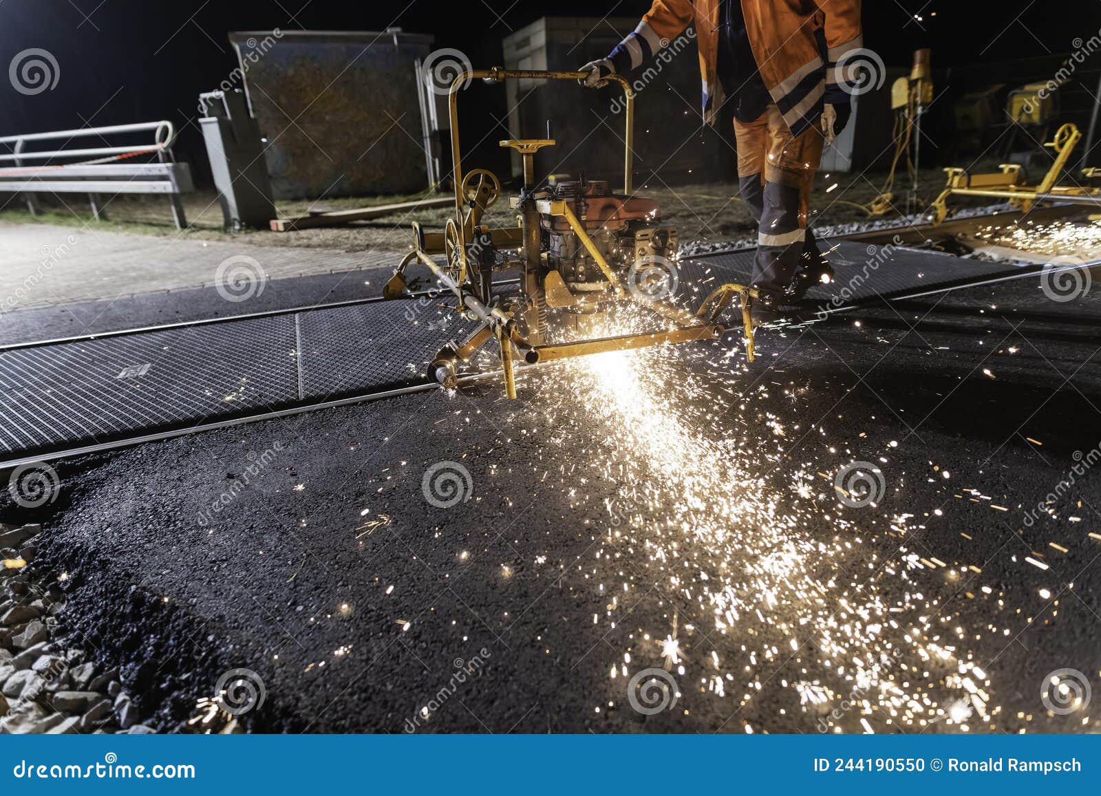 Rails Dragging on a Crosswalk Stock Photo - Image of metal, shift ...