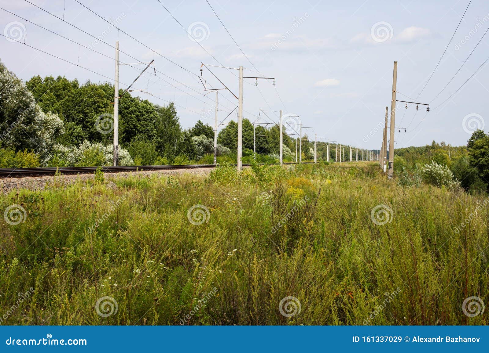 Rails at Electrified Railway Corridor Stock Image - Image of rail ...
