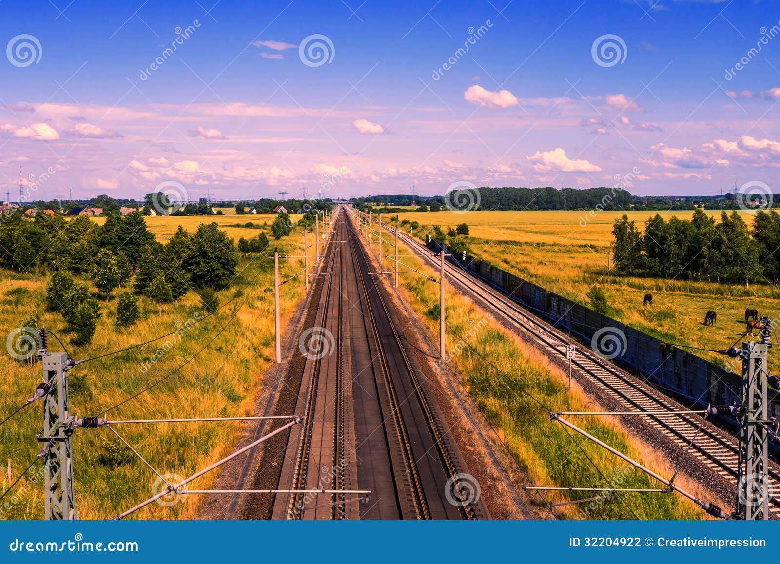 Rails in landscape stock photo. Image of railroad, logistics - 32204922