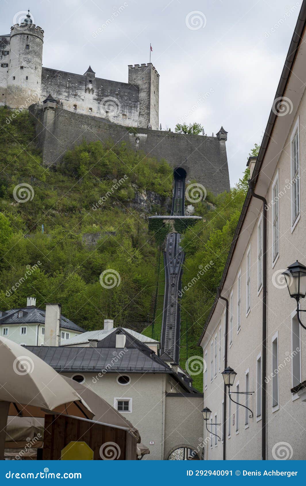 Rails Leading To the Castle Stock Image - Image of salzburg, bushes ...