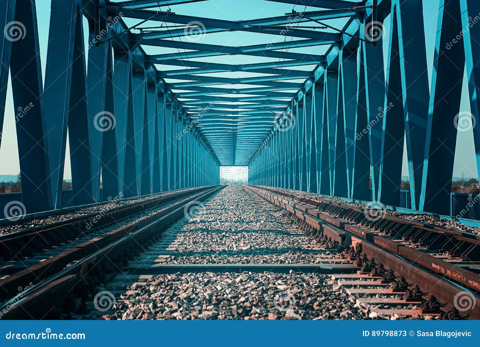 Rails running on a bridge stock image. Image of beautiful - 89798873