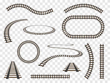Rails Set Isolated. Vector Railways on Transparent Background. Stock ...
