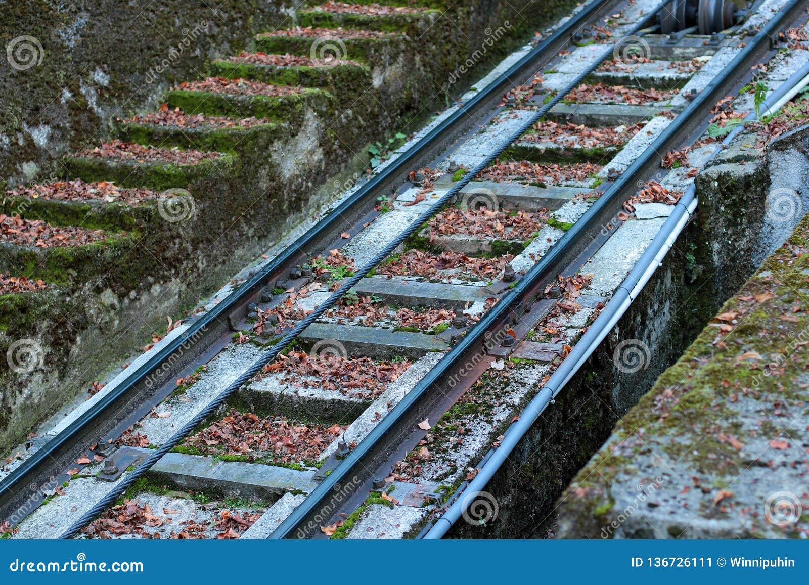 New Rails And Sleepers. The Rails And Sleepers Are Stacked On Each ...
