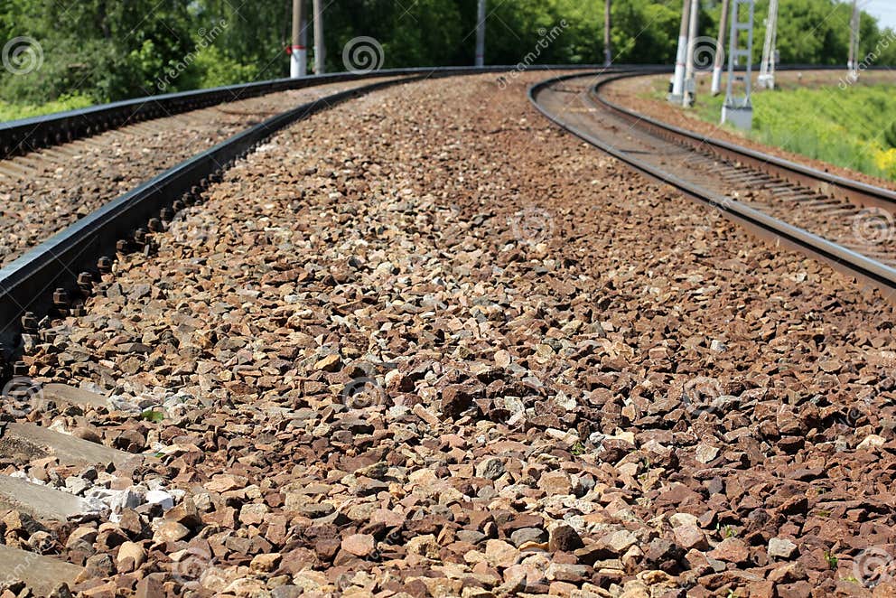 Rails Stretching into the Distance Stock Image - Image of rails, bushes ...