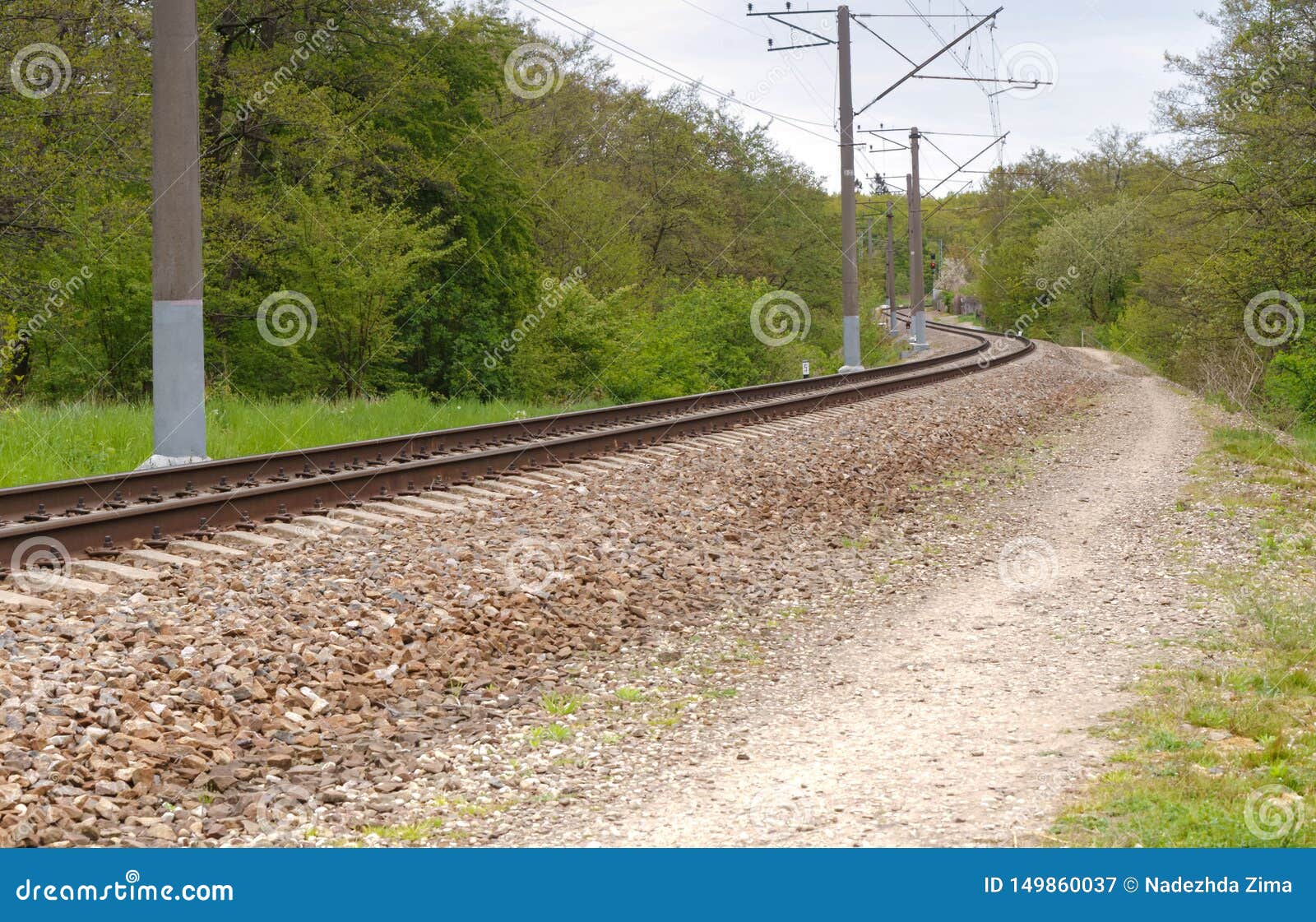 Rails in Three Rows, Railway Stretching into the Distance Stock Image ...