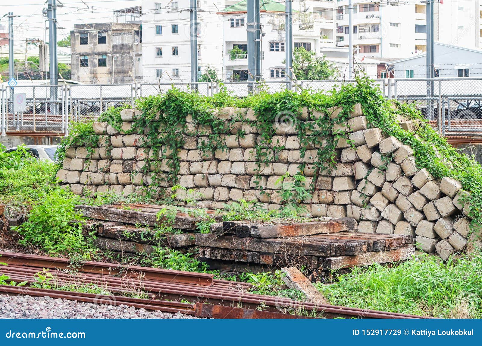 Rails Trains Concrete Sleeper Pile Stock Image - Image of rock ...