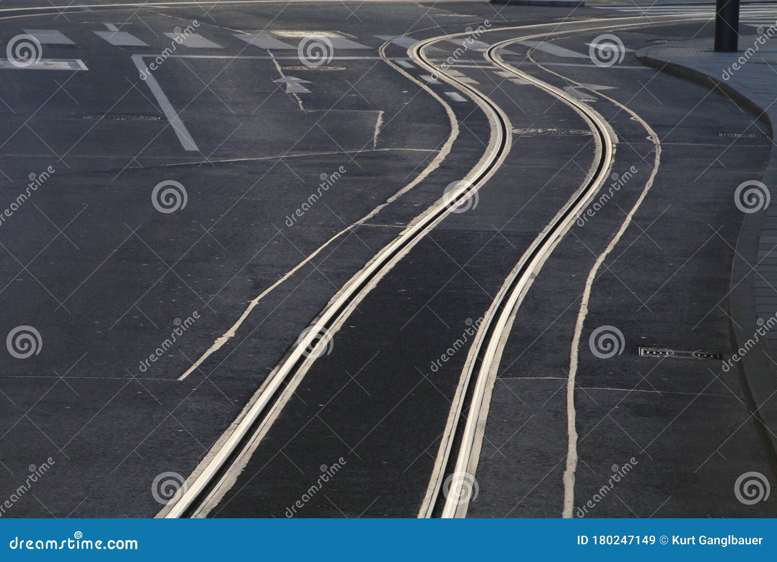 Rails of a Tramway in Evening Light Stock Image - Image of road ...