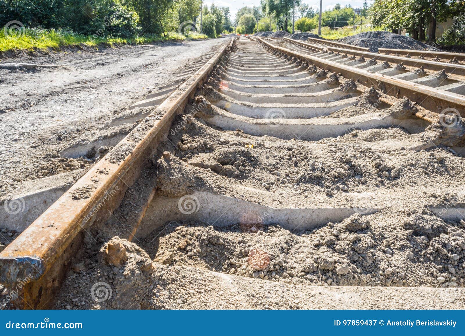Rails of Tramways Prepared for Laying Stock Image - Image of anchor ...