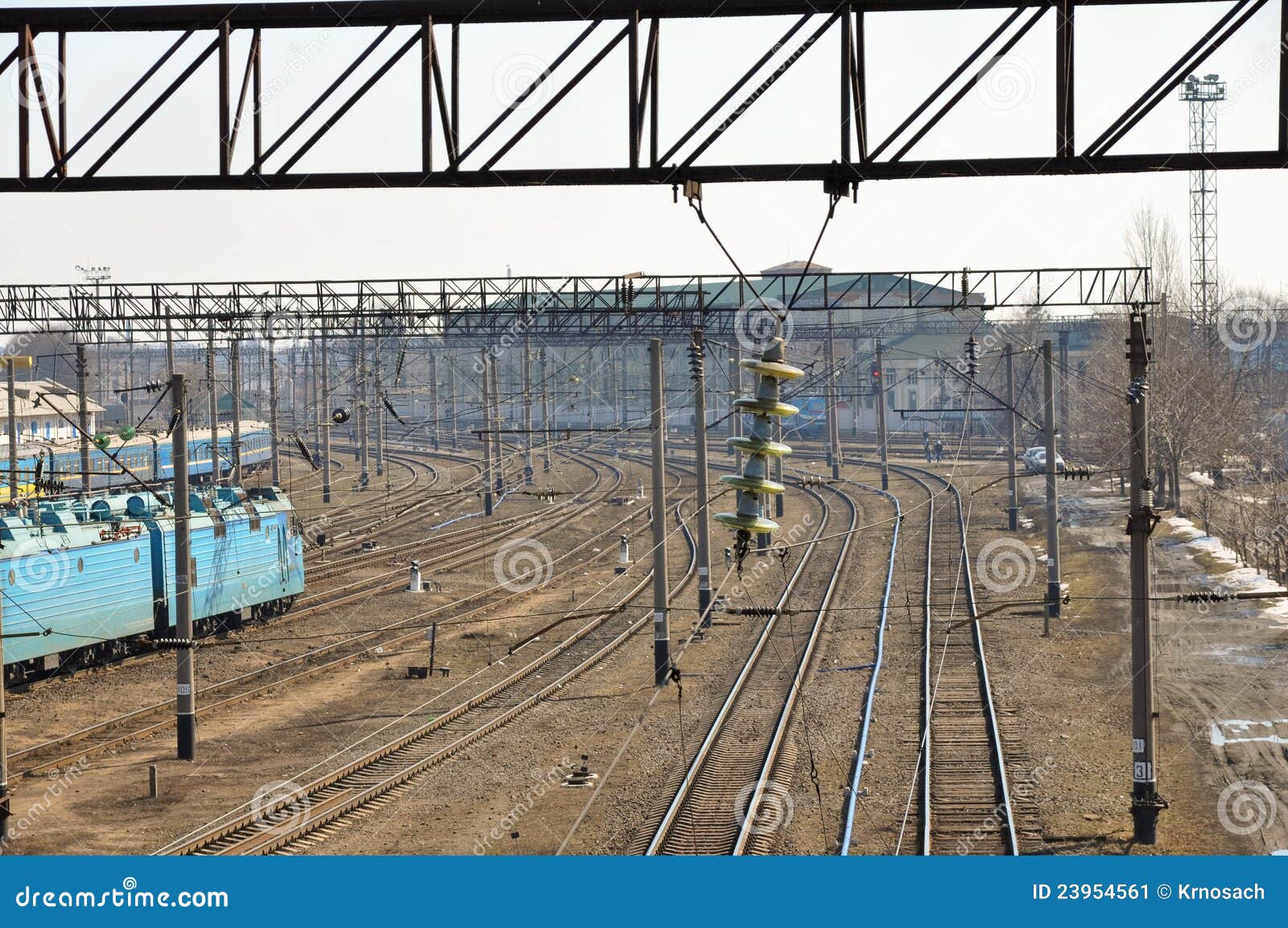 Railway stock image. Image of columns, light, cross, locomotive - 23954561