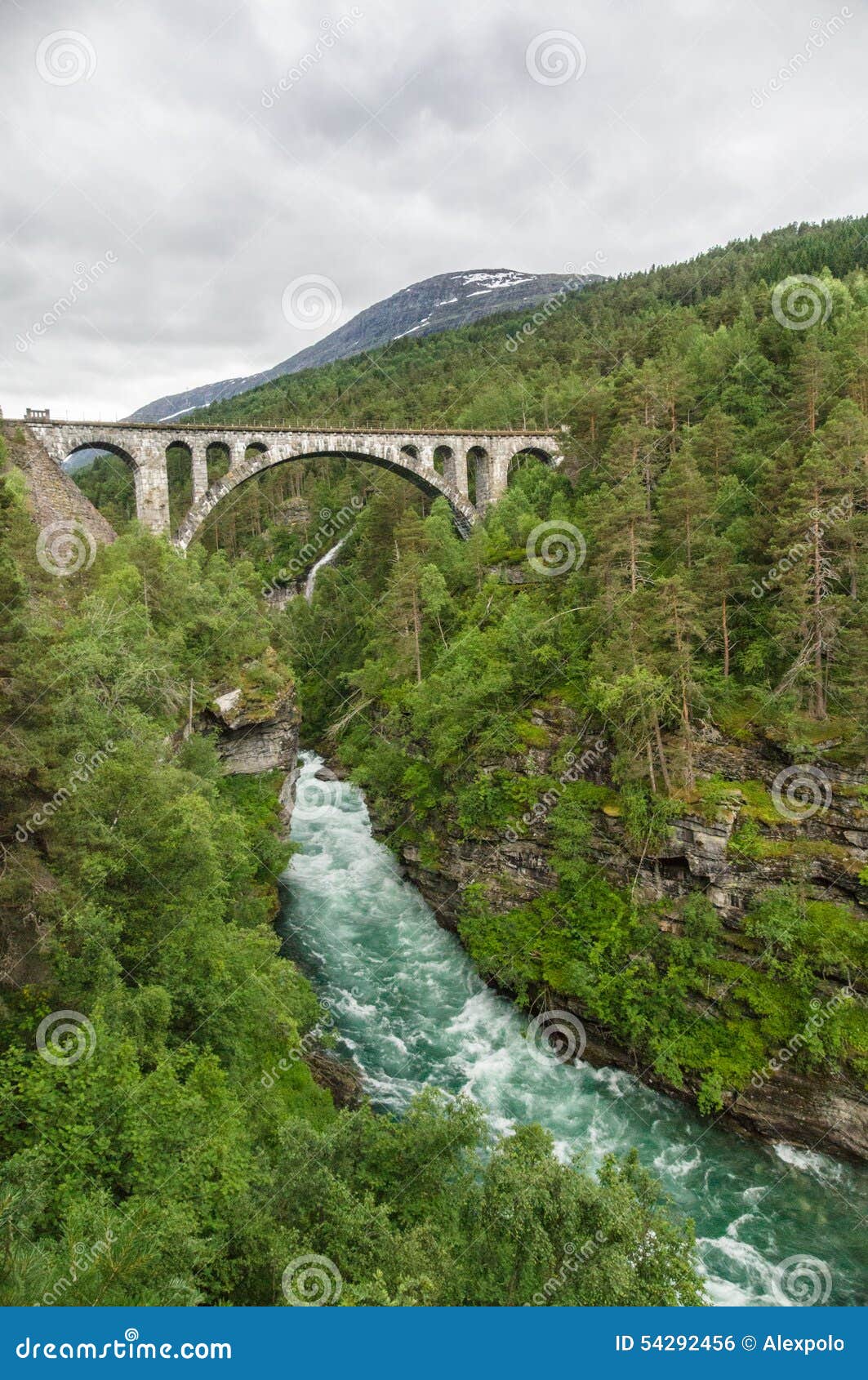 Railway Arch Bridge Kylling Crosses Rauma River Stock Photo - Image of ...