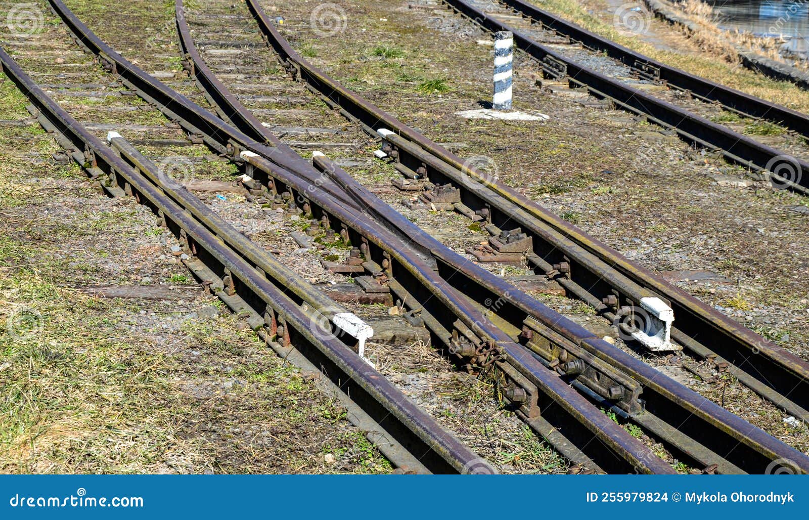 Railway Arrows Close Up with Rail Track Elements Stock Photo - Image of ...