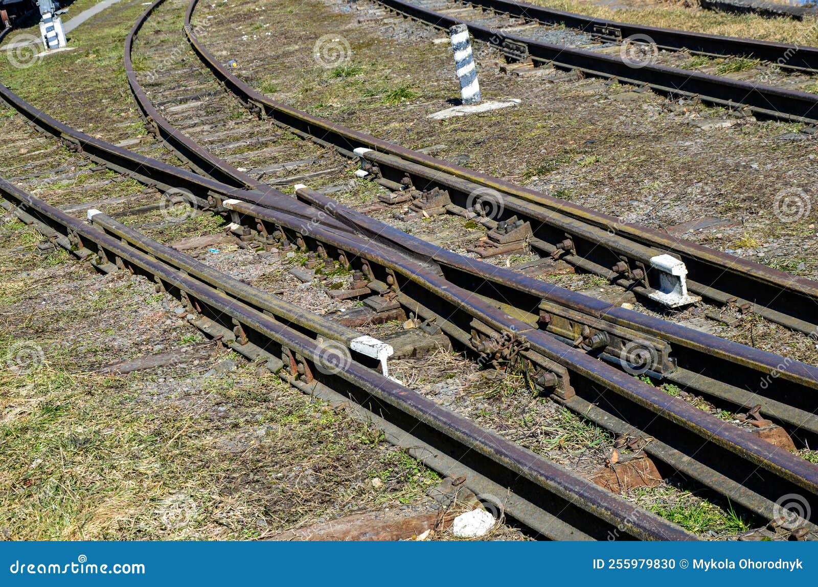 Railway Arrows Close Up with Rail Track Elements Stock Photo - Image of ...