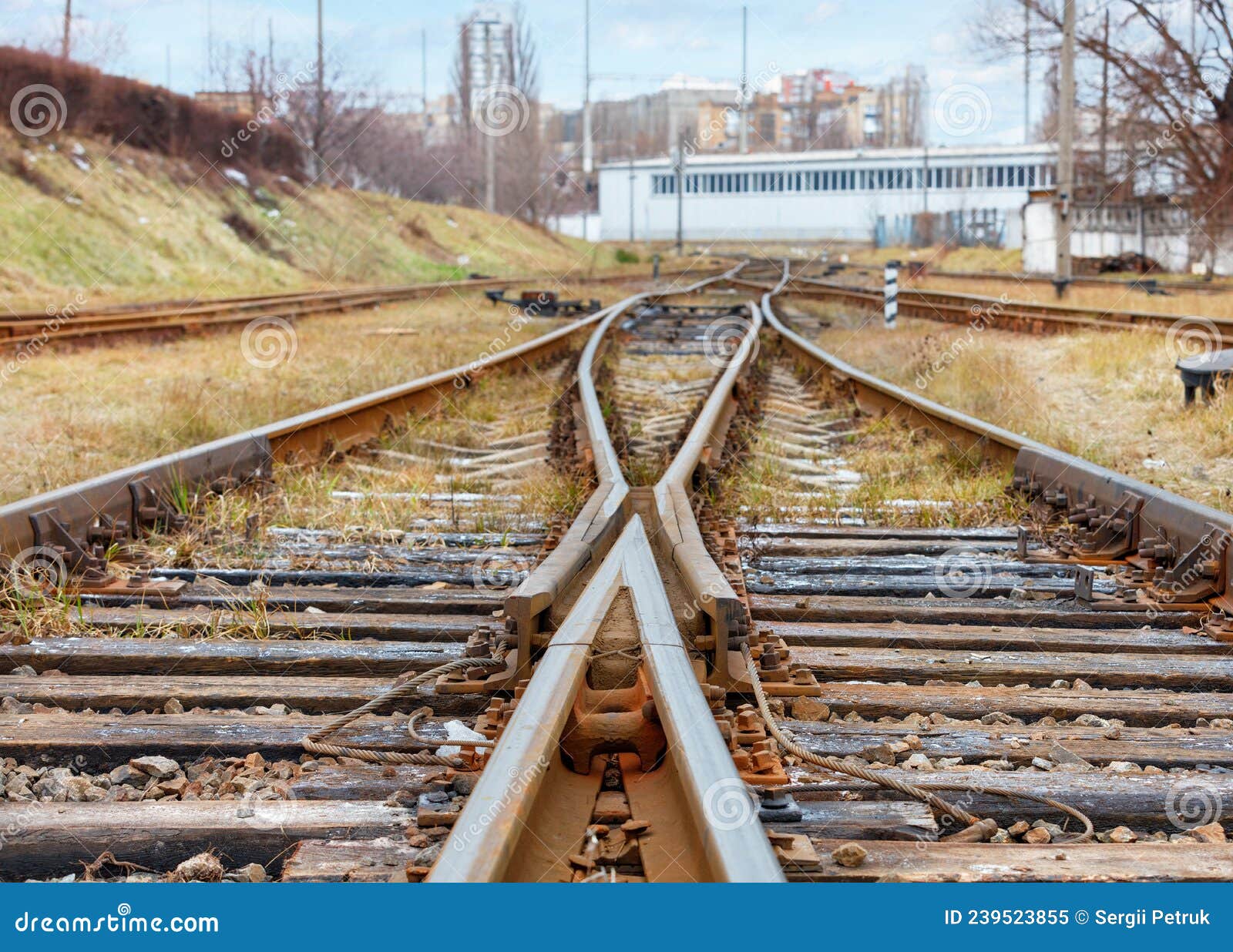 Automatic Arrow At The Fork Of The Railway Tracks Stock Image ...