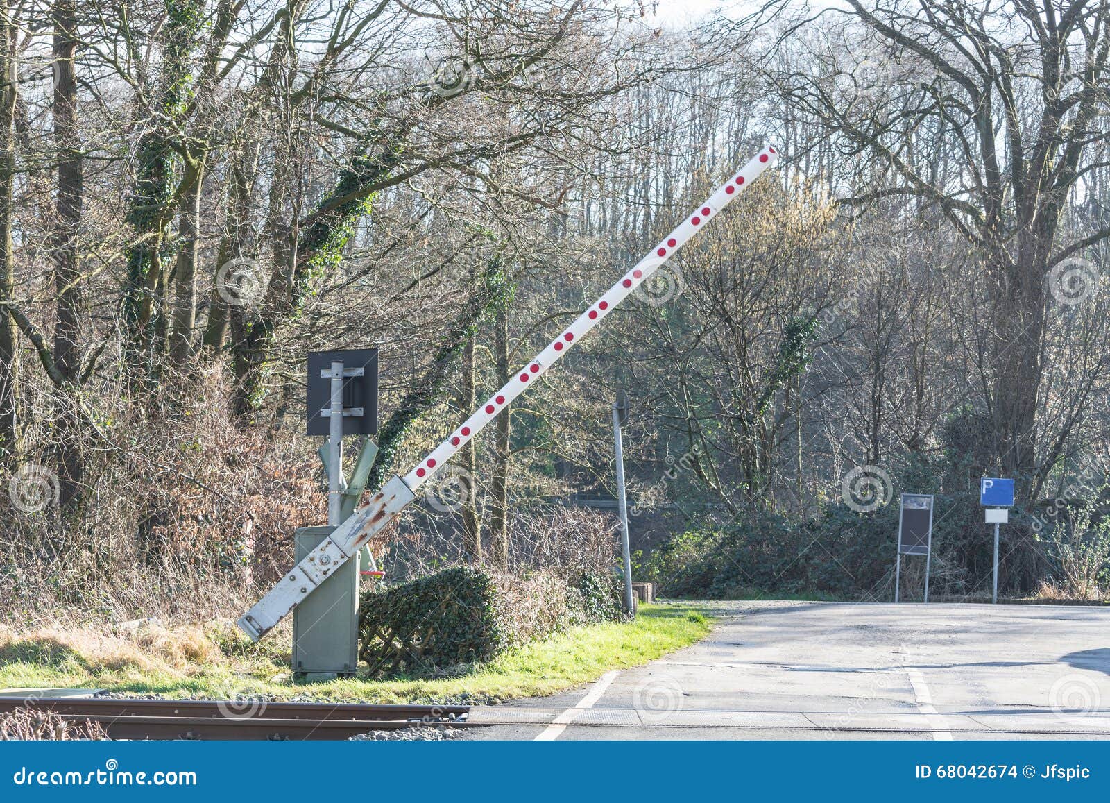 Railway Barriers at the Level Crossing Stock Photo - Image of metal ...
