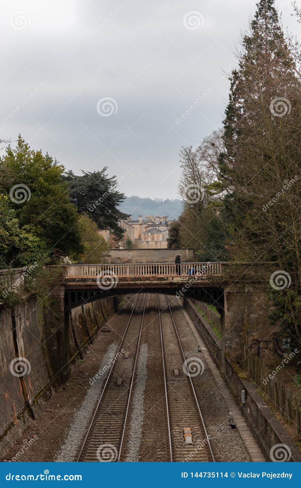 Railway in Bath with a Bridge Across it Stock Photo - Image of kingdom ...