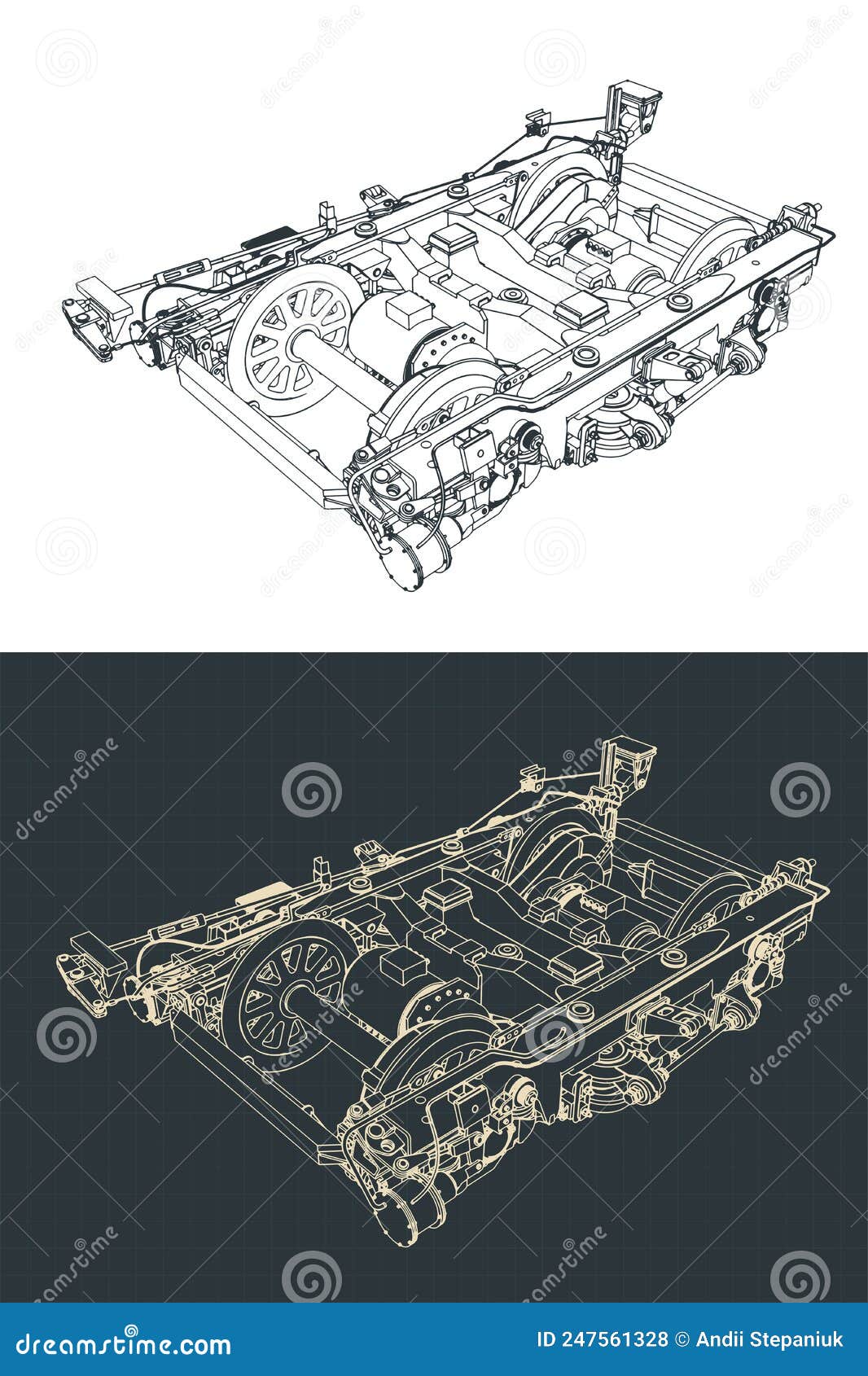 Railway bogie drawings stock vector. Illustration of transport - 247561328