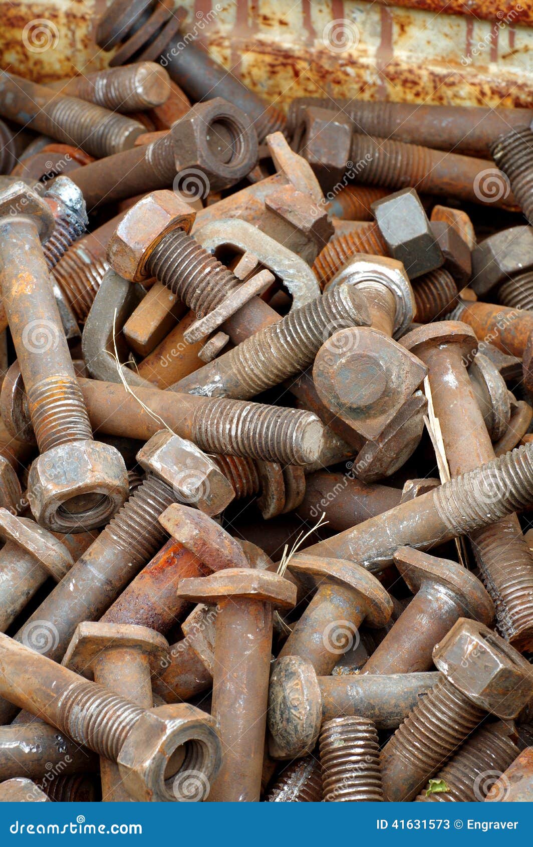 Railway bolts scrap 2 stock image. Image of container - 41631573