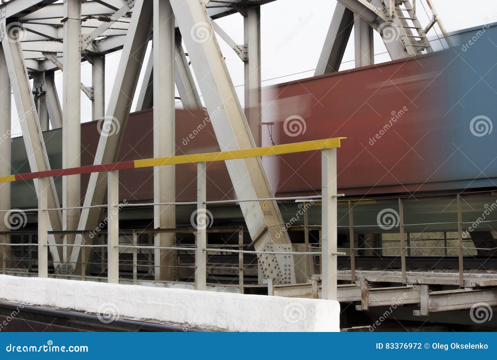 Railway Bridge Close-up and a Moving Train Stock Photo - Image of ...