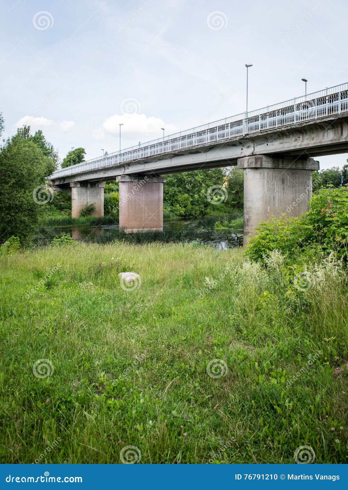 Railway Bridge with Metal Rails Near River Stock Photo - Image of flow ...