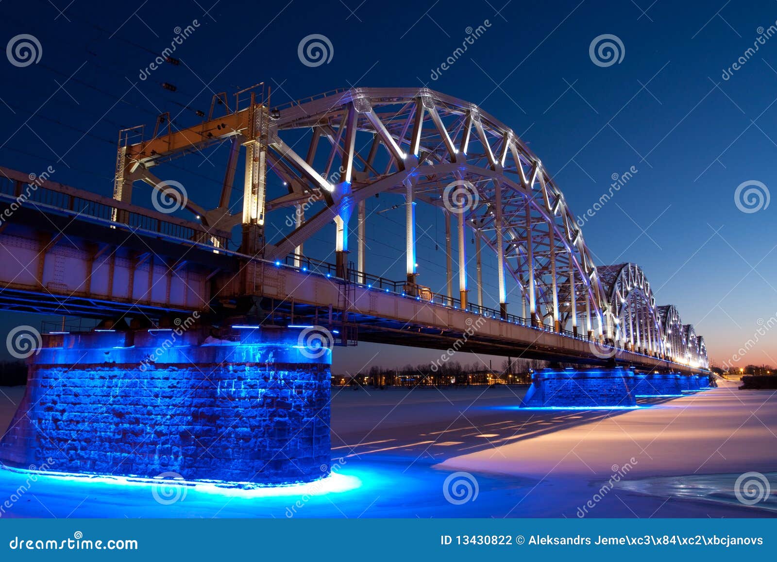 Railway bridge at night stock photo. Image of exposure - 13430822
