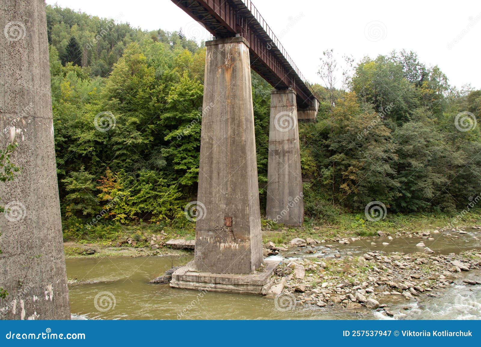 Railway Bridge Over a Mountain River in the Carpathians in Ukraine, an ...
