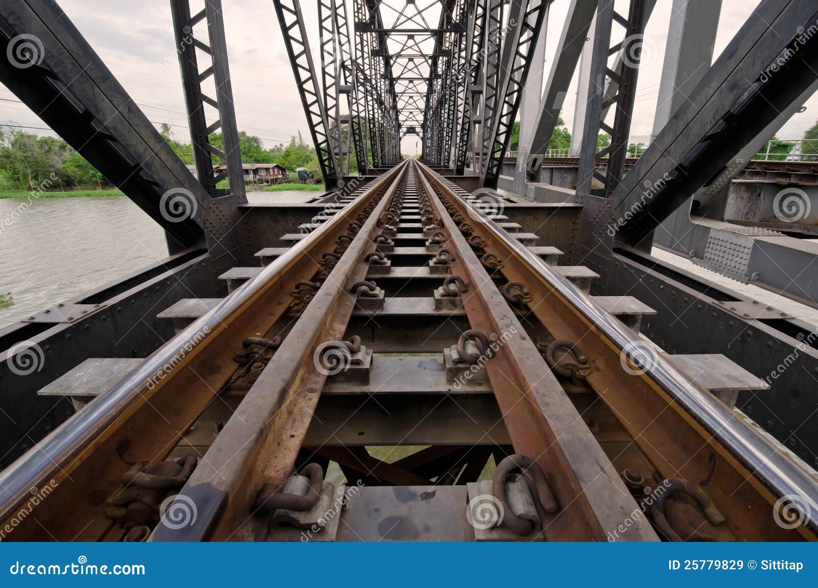 Railway Bridge Over the River Stock Image - Image of nature, market ...