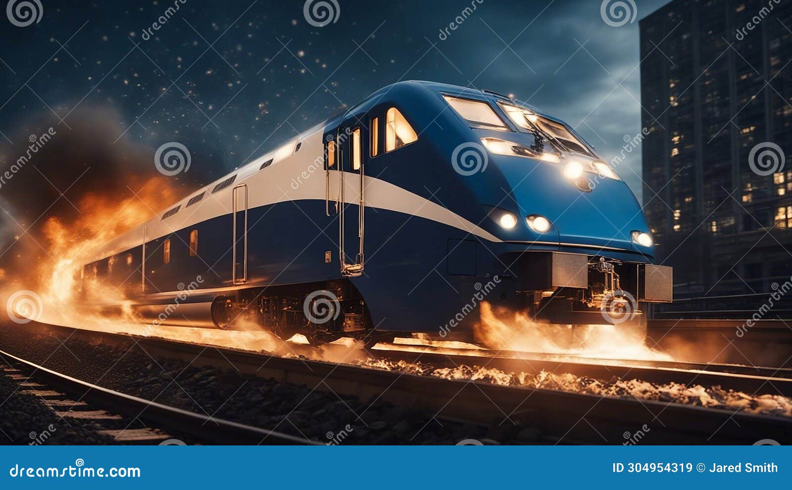 Railway Bridge Over the River a on Fire Fast Train Burning, Exploding ...