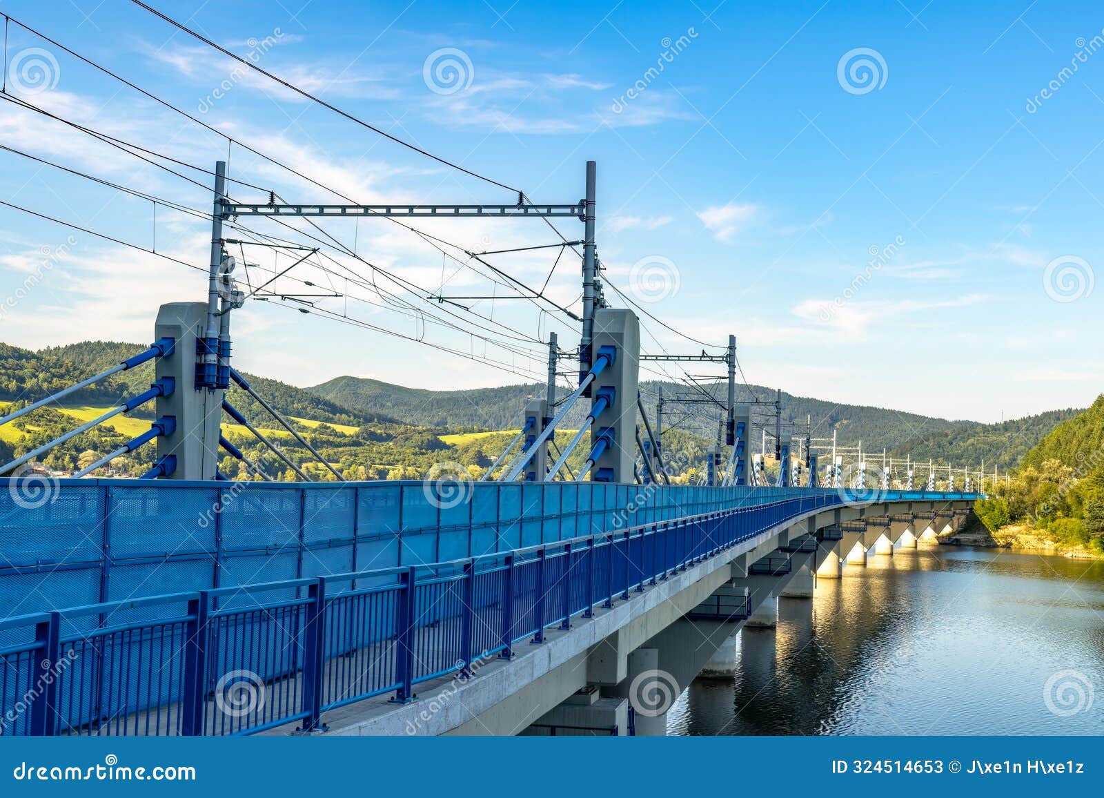 Railway Bridge that Stands on the Concrete Pillars Stock Image - Image ...