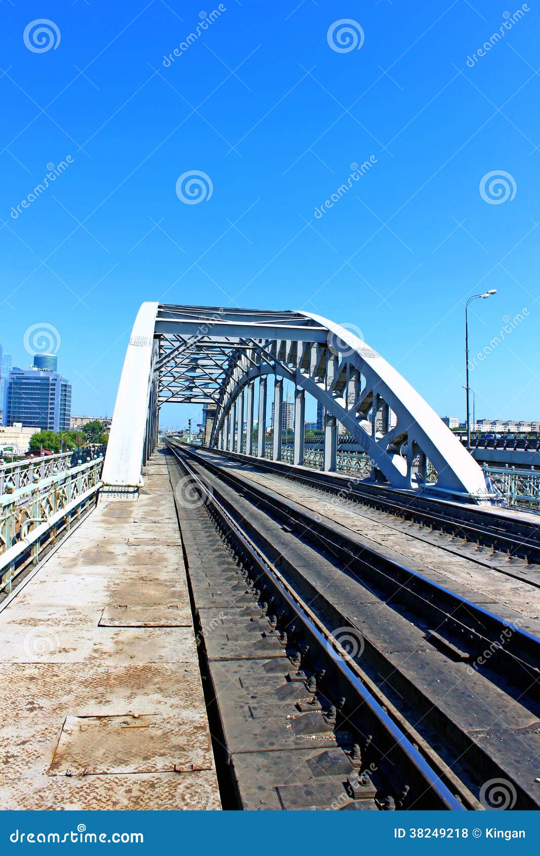 Railway Bridge with Steel Spans Stock Photo - Image of krasnoluzhsky ...