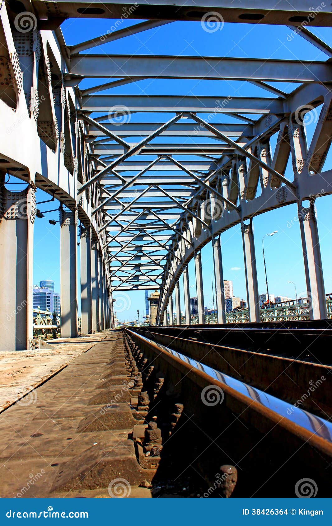 Railway Bridge with Steel Spans Stock Photo - Image of station ...