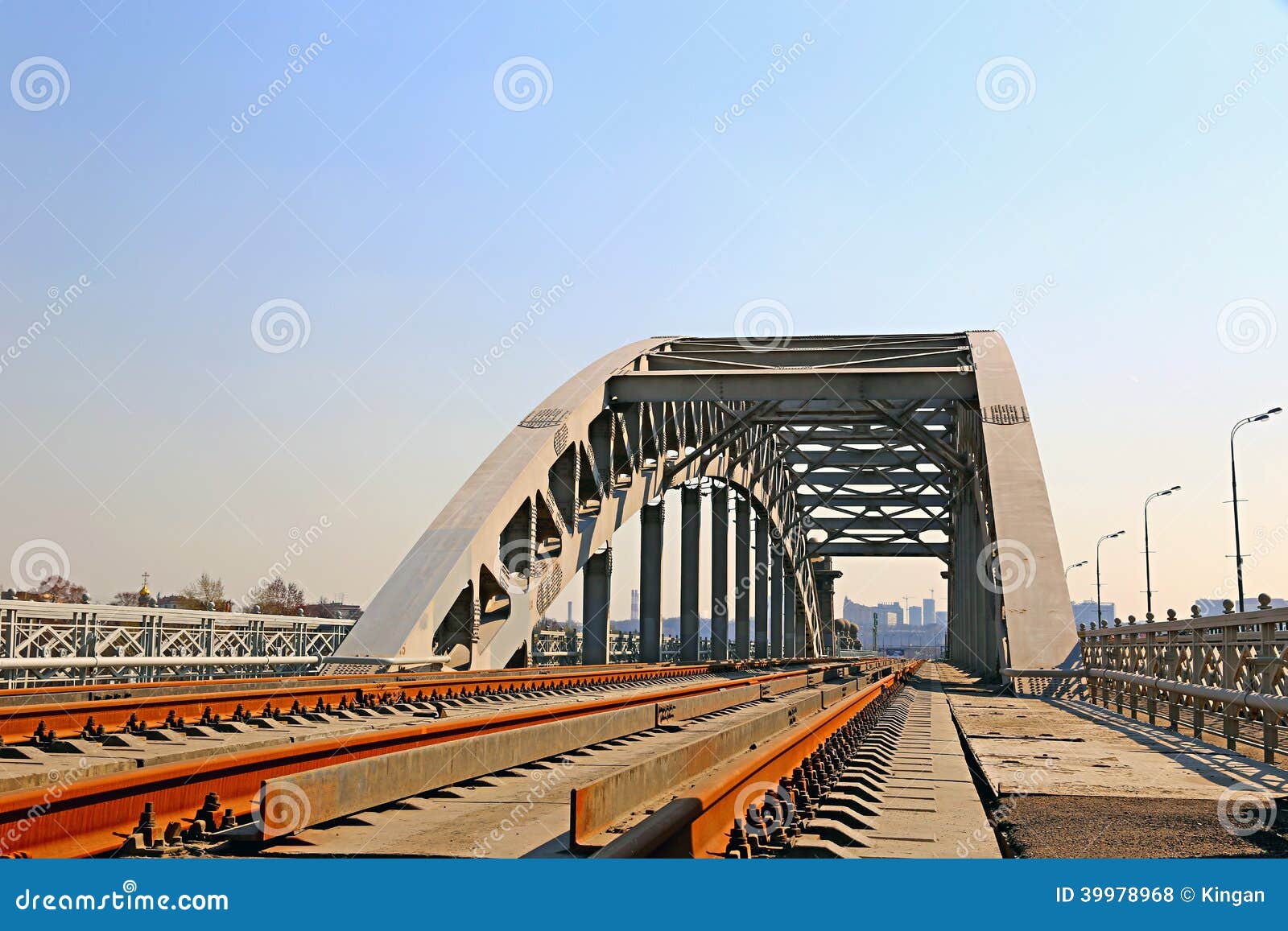 Railway Bridge with Steel Spans Stock Photo - Image of travel, rails ...