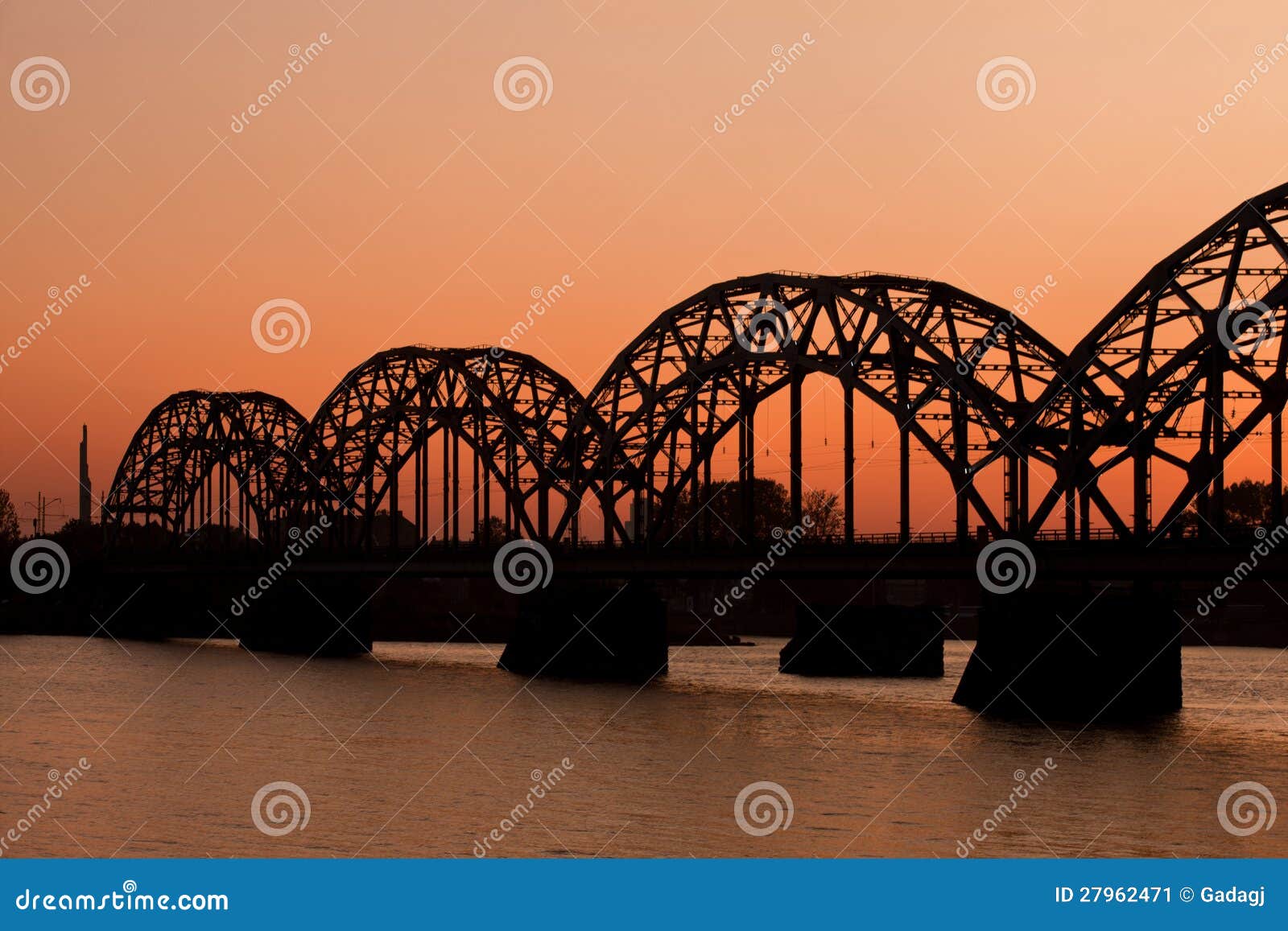 Railway bridge at sunset stock image. Image of landmark - 27962471