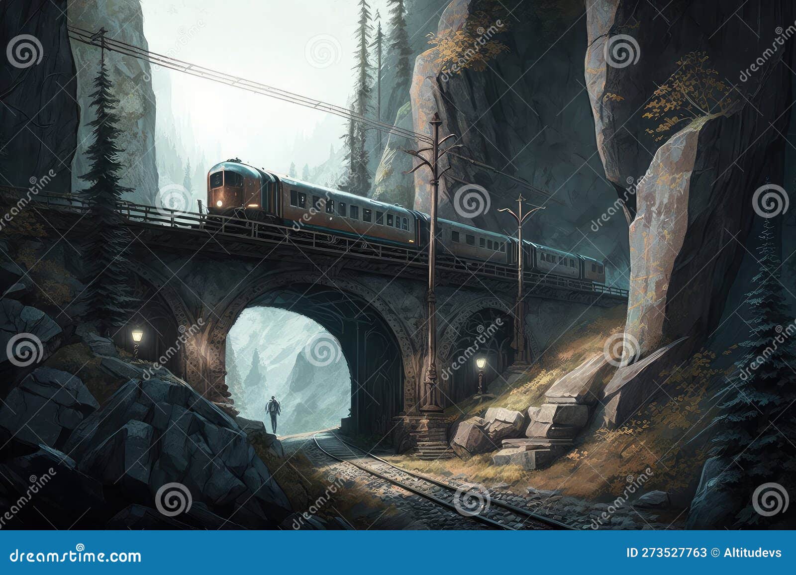 Railway Bridge, with Train Crossing Over a Deep Ravine Stock ...