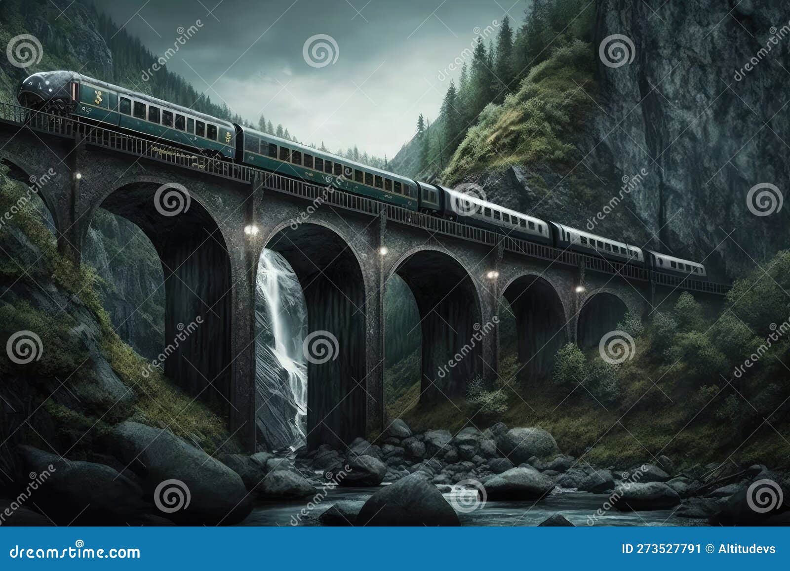 Railway Bridge, with Train Crossing Over a Deep Ravine Stock ...