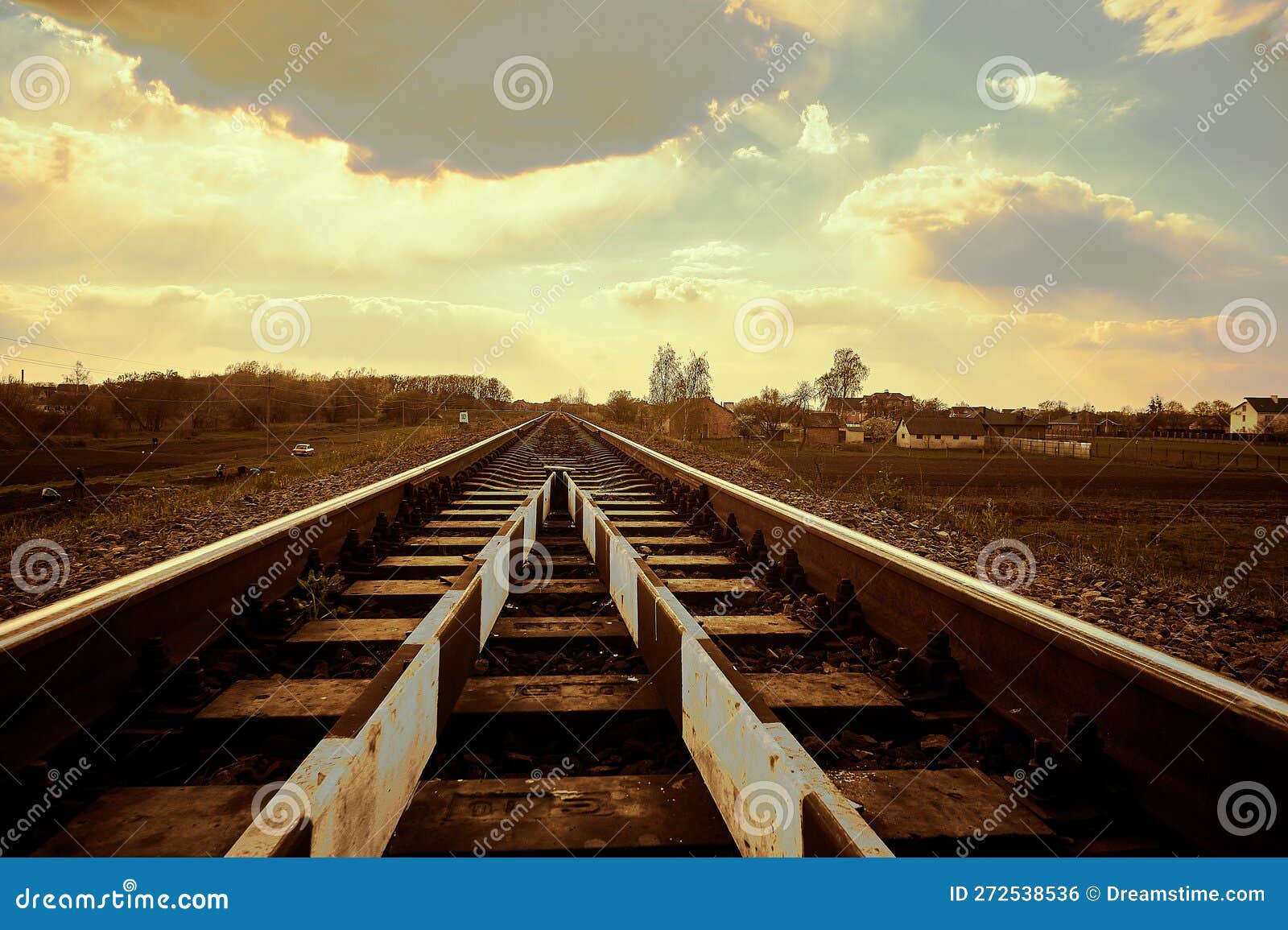 Railway Bridge View. Railroad Path Leading into the Distance of the ...