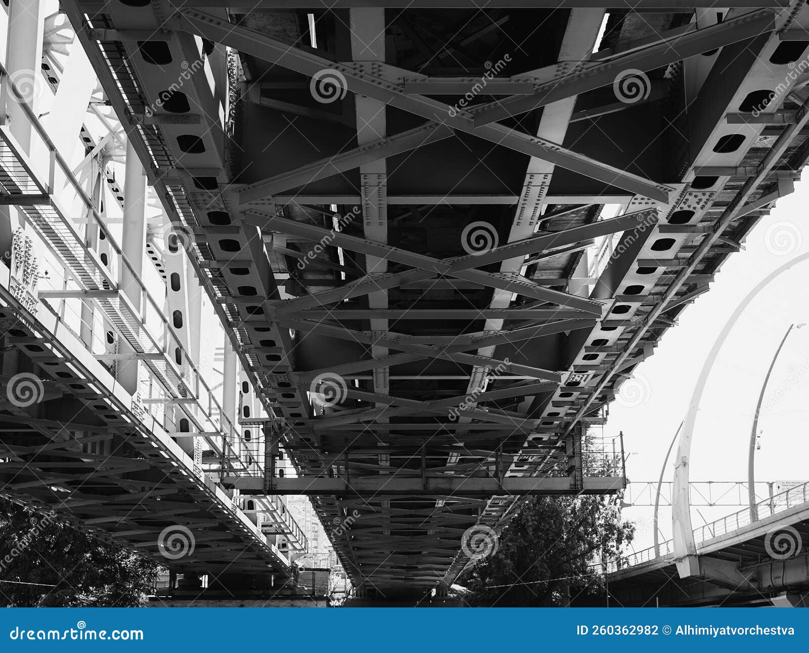 Railway Bridges Bottom View, Black and White Photo Stock Photo - Image ...
