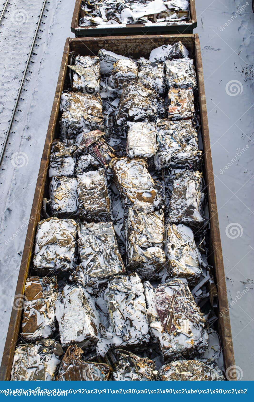 Railway Car with Pressed Scrap Metal. Stock Image - Image of iron ...