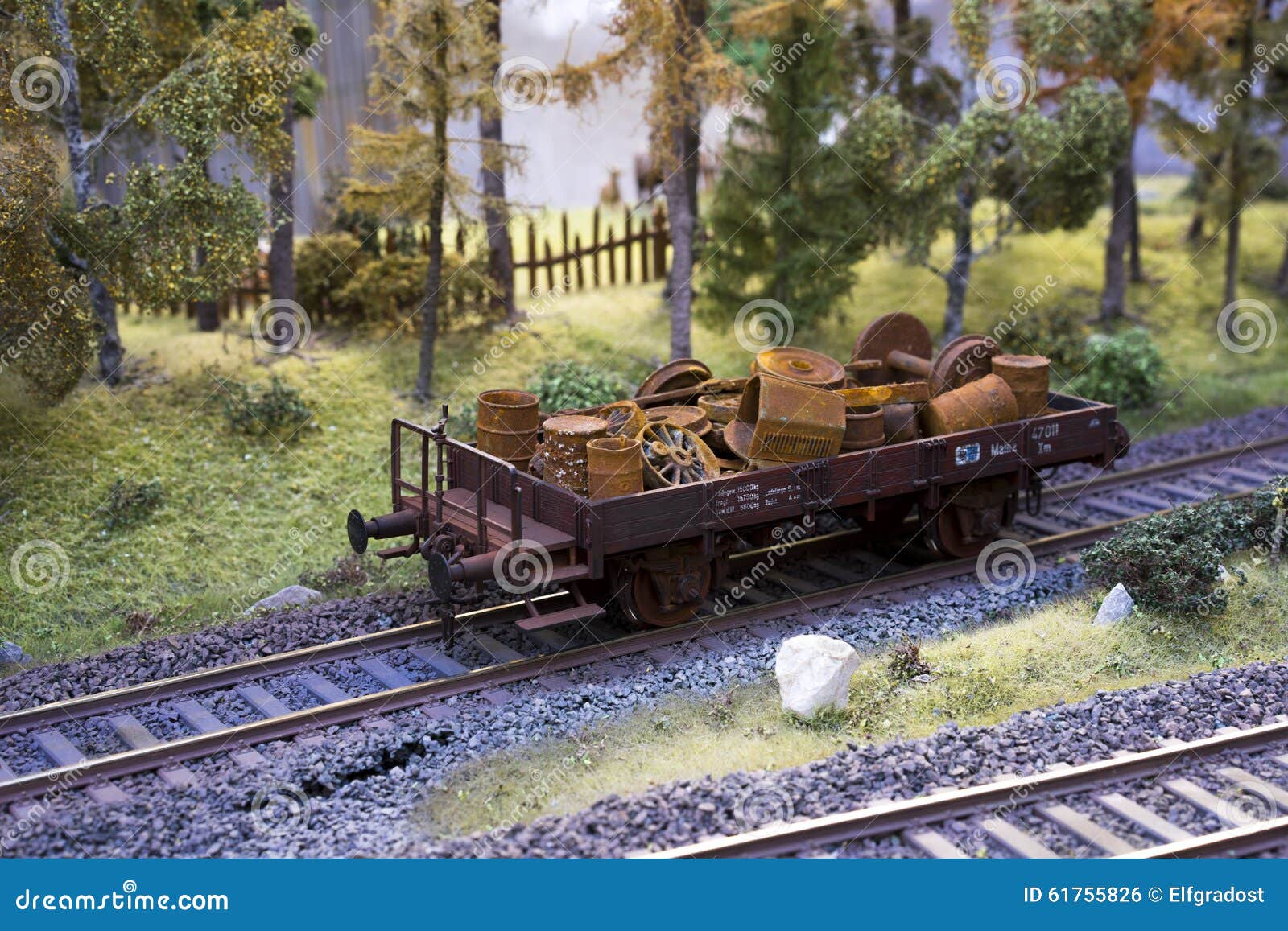 Railway Carriage Model Loaded with Scrap Metal Stock Photo - Image of ...