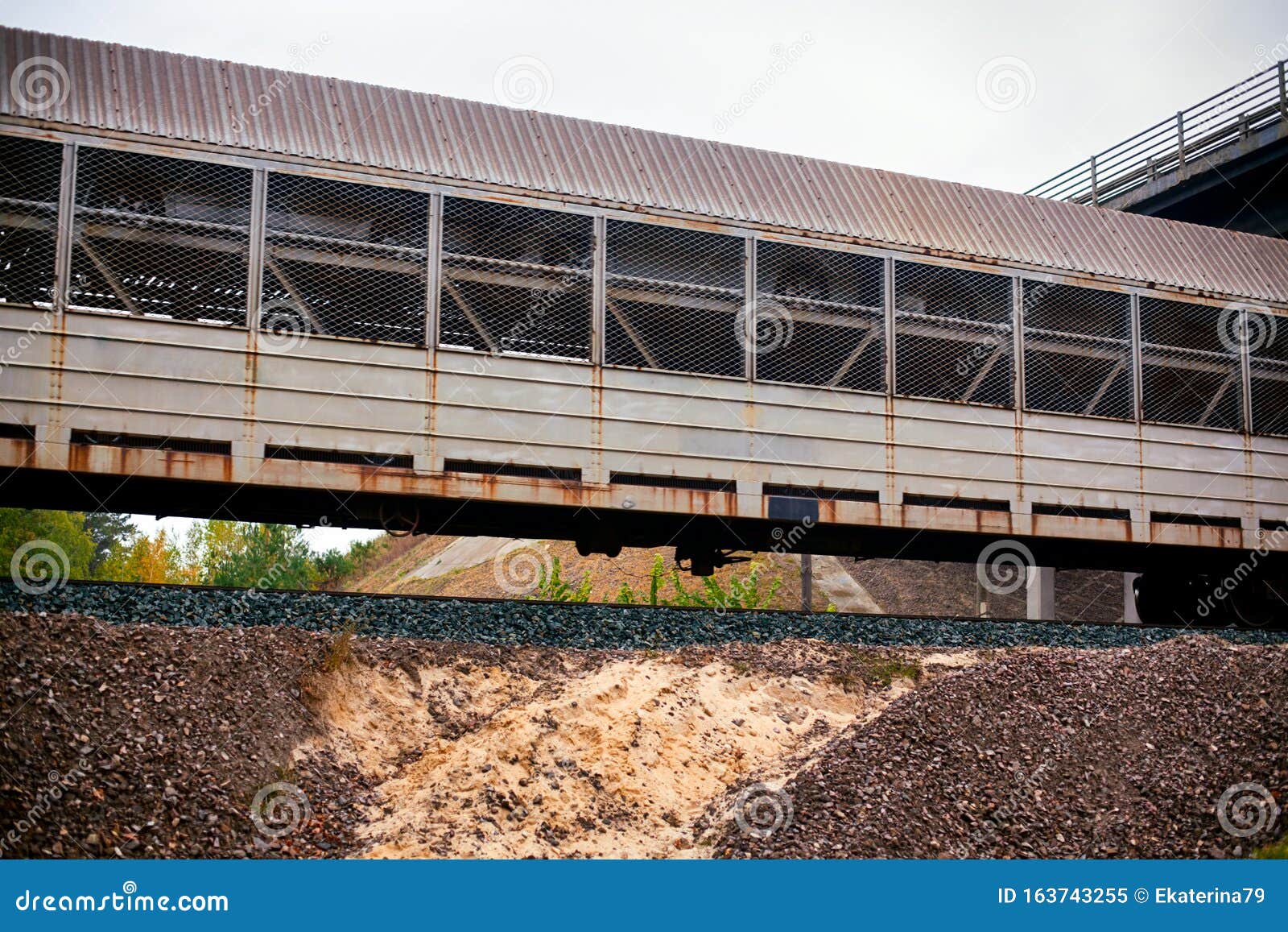 Railway Carriage Riding on Railways Under the Bridge Stock Image ...
