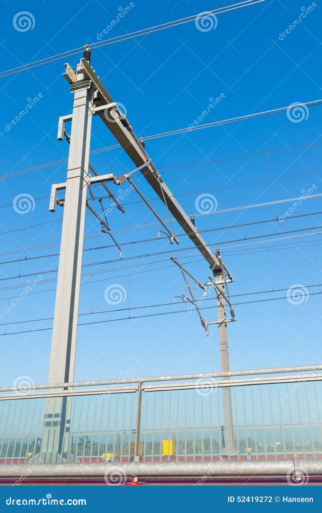Railway catenary stock photo. Image of caution, industry - 52419272