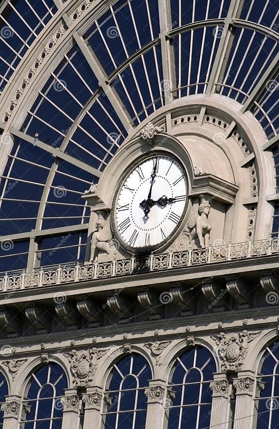 Railway Clock, Hungary Budapest Stock Image - Image of roman, eastern ...