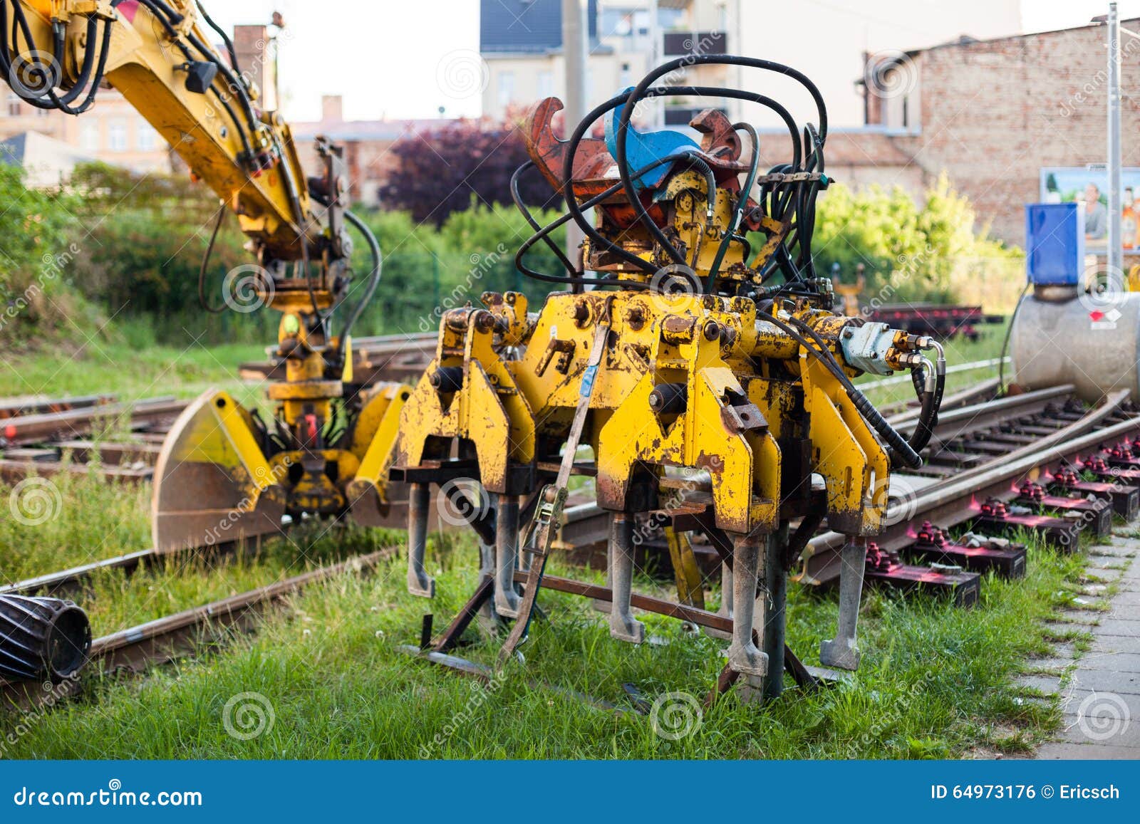 Railway Construction Equipment Stock Photo - Image of excavator, rail ...
