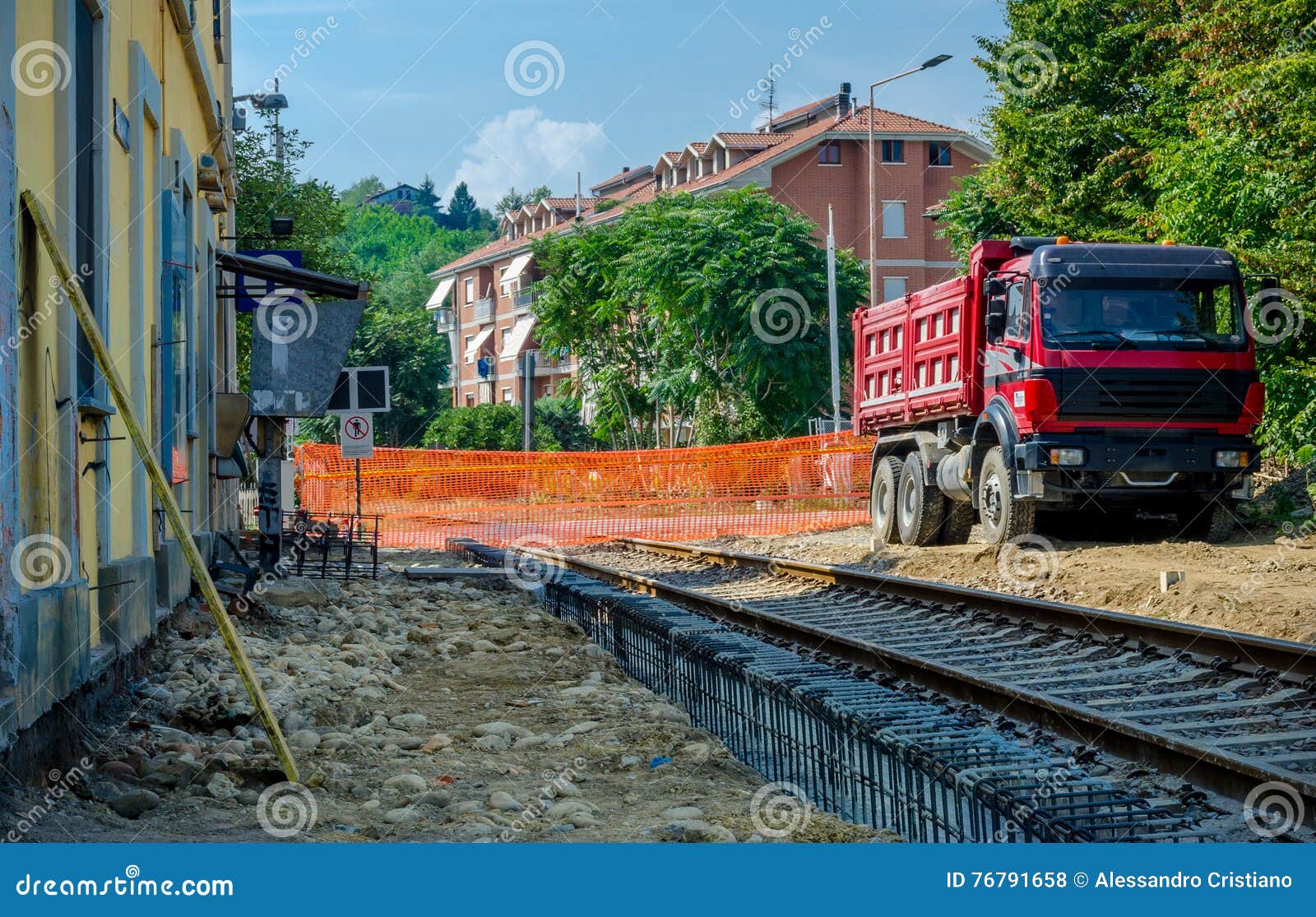 Railway construction yard stock photo. Image of gravel - 76791658