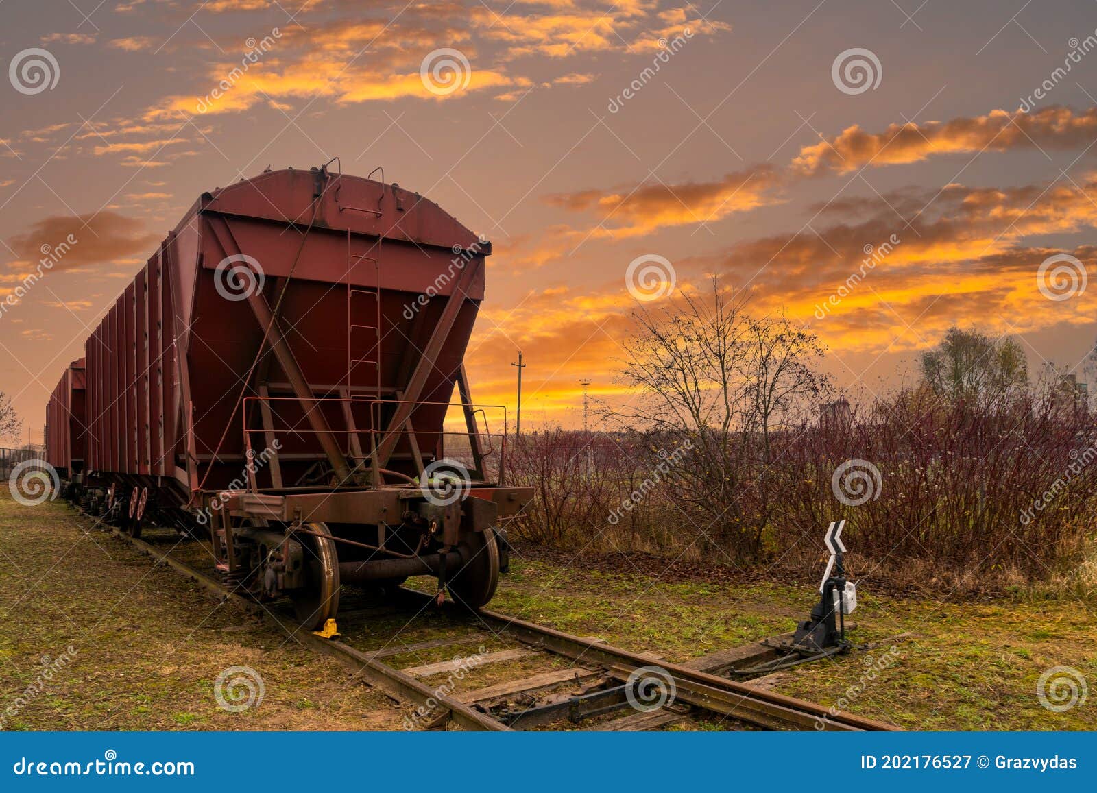Railway Containers with Bulk Materials.Sunset Time Stock Image - Image ...