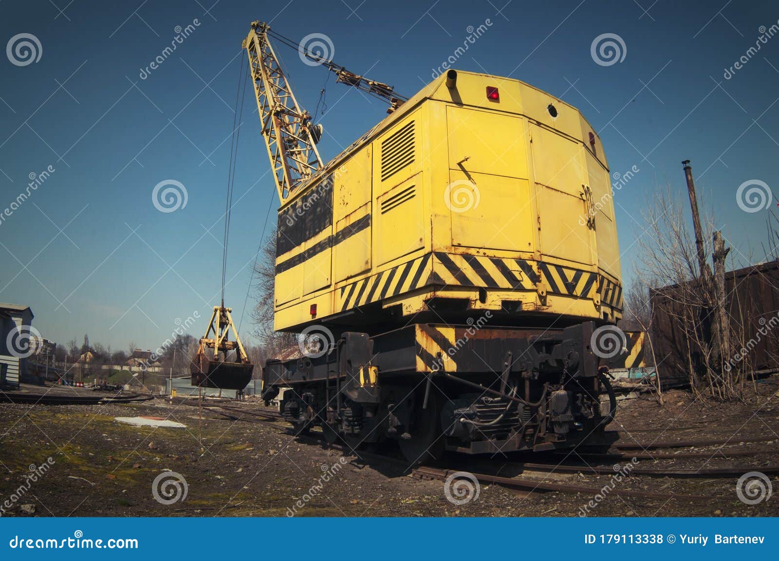 Railway Crane Standing on the Tracks Editorial Stock Photo - Image of ...
