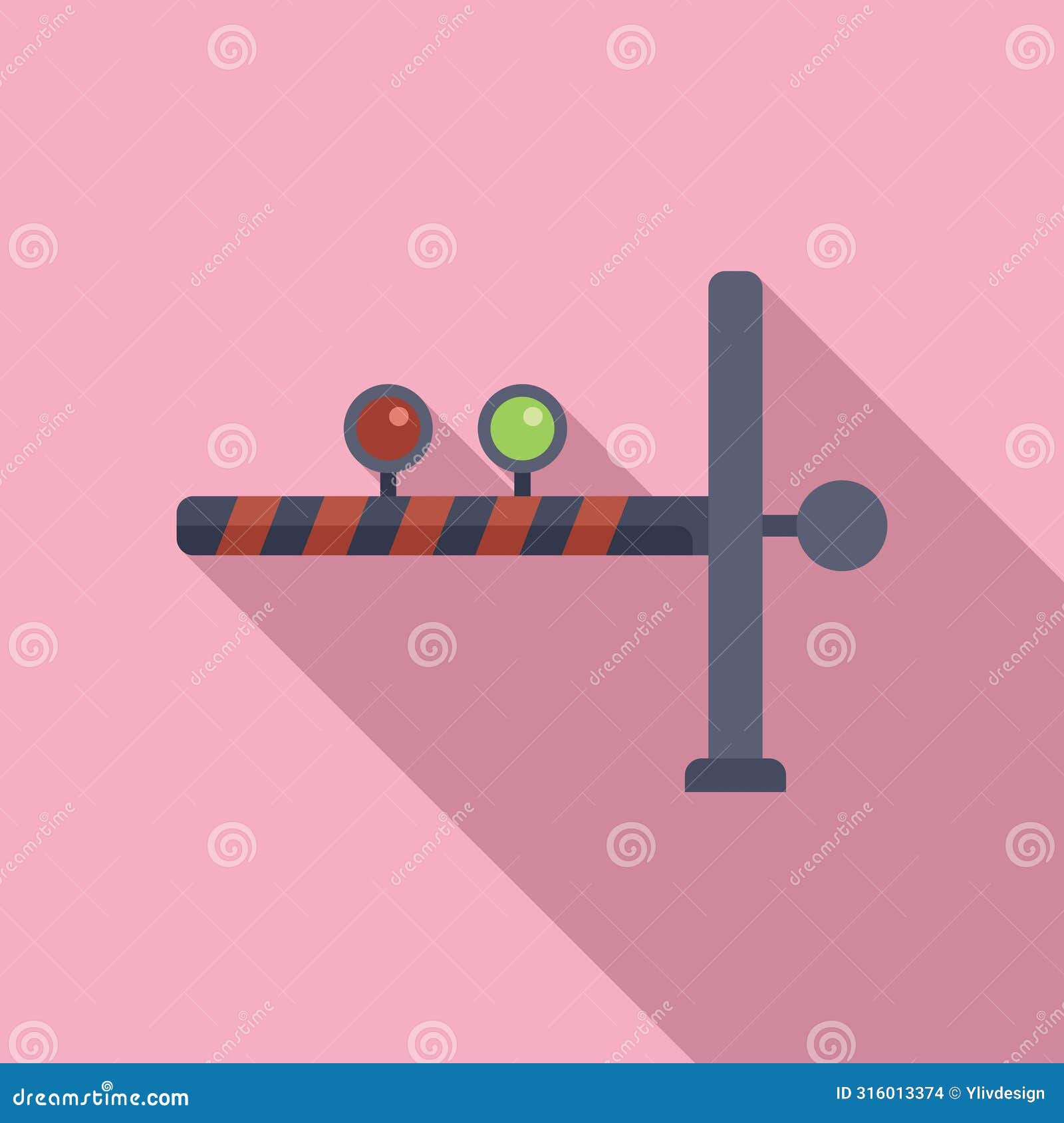 Railway Cross Closed Barrier Icon Flat Vector. Traffic Lights Stock ...