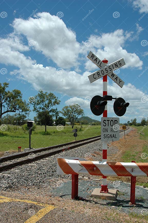 Railway crossing stock photo. Image of train, iron, lights - 1481366