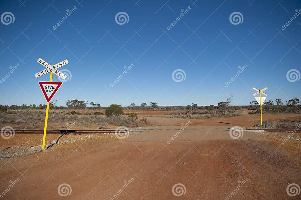 Railway Crossing Outback stock photo. Image of give, blue - 19893520
